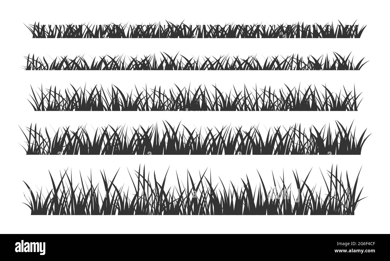 Black silhouettes of grassland lawn field border flat style design ...