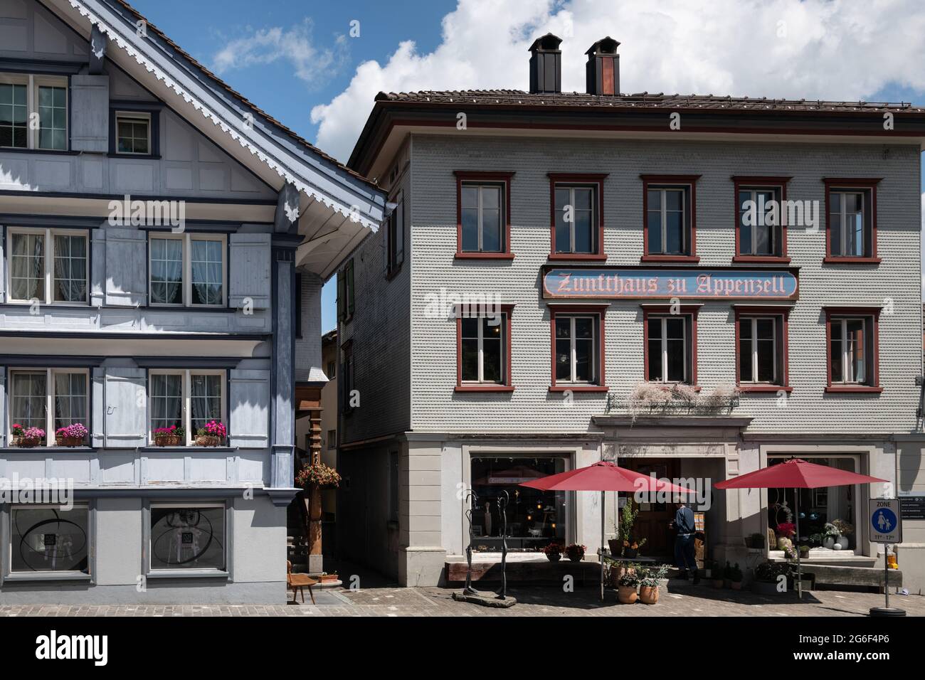 Colorful houses at Appenzell Village in Switzerland in sunny day Stock ...