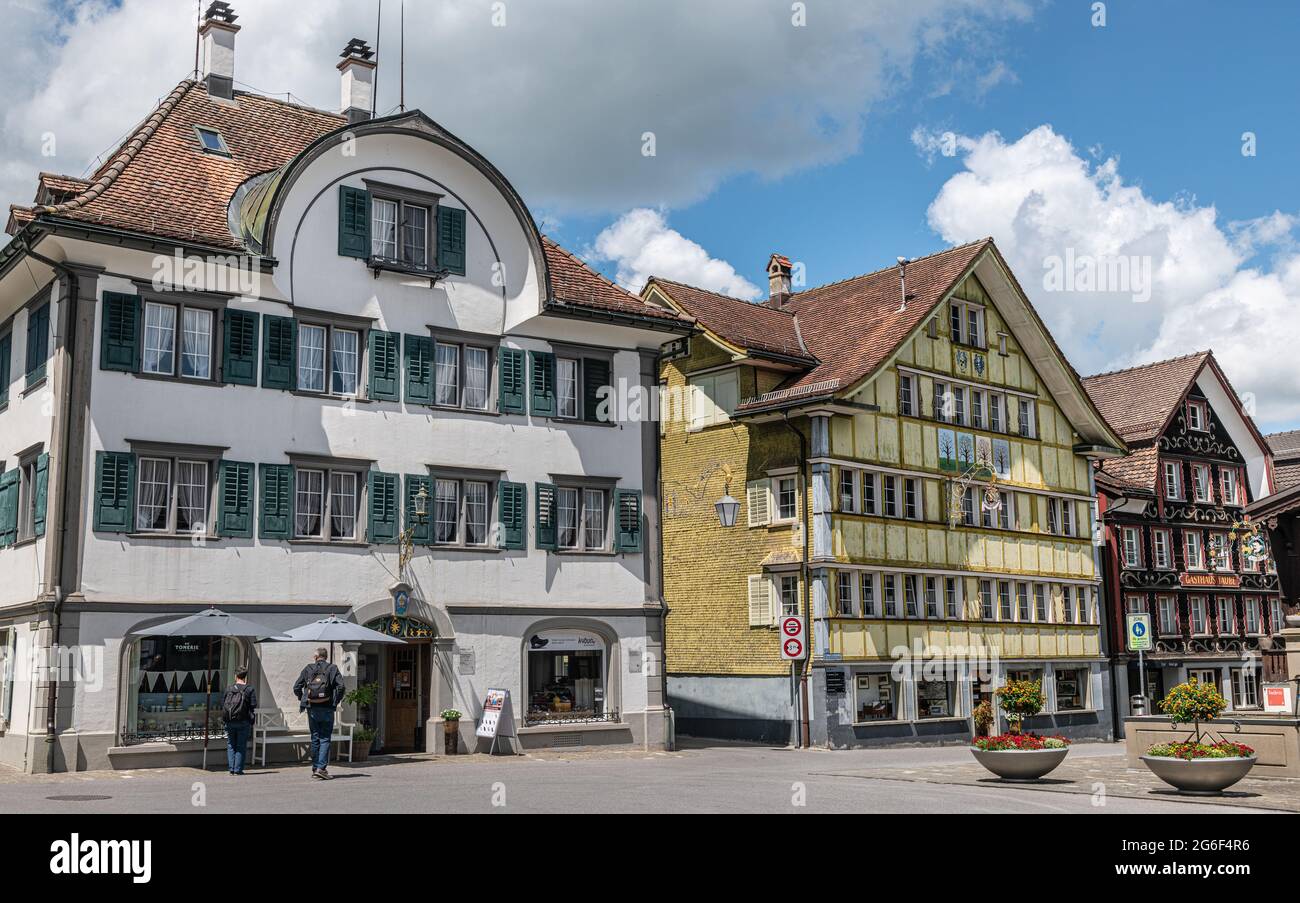 Colorful houses at Appenzell Village in Switzerland in sunny day Stock ...