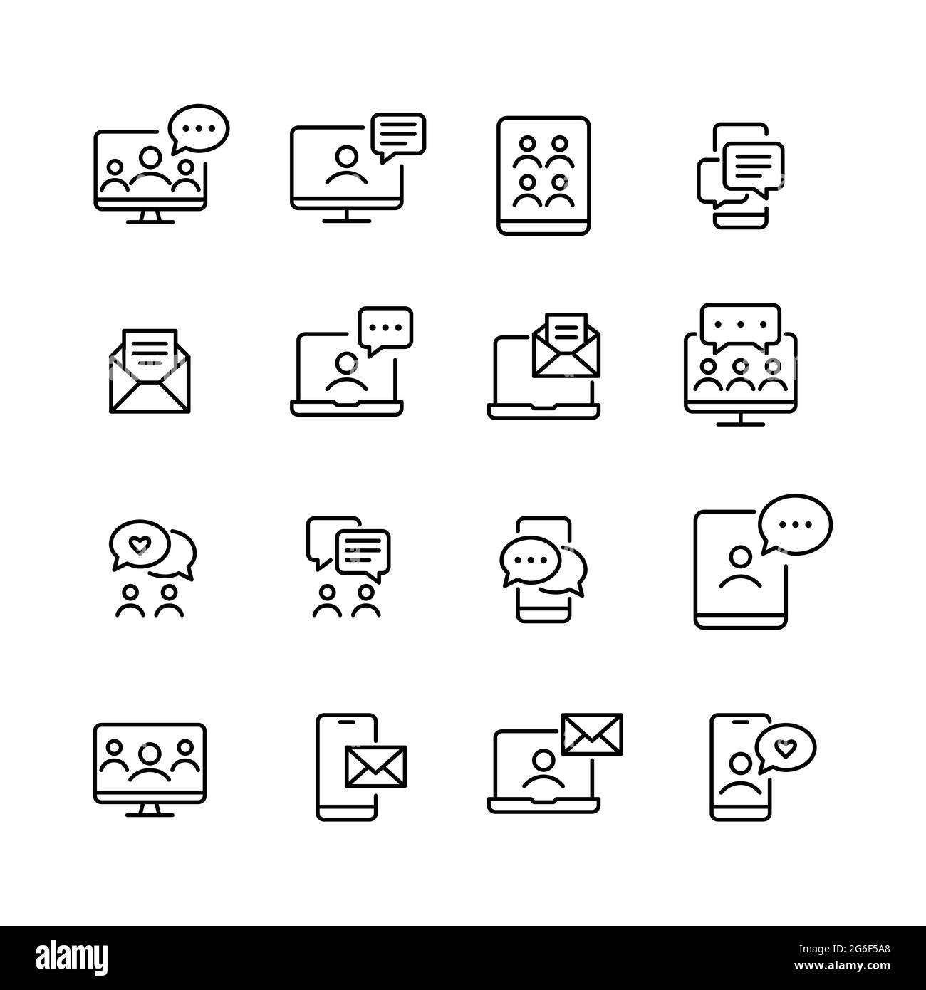 Communication icons. Messenger, chat, video call Stock Vector Image ...
