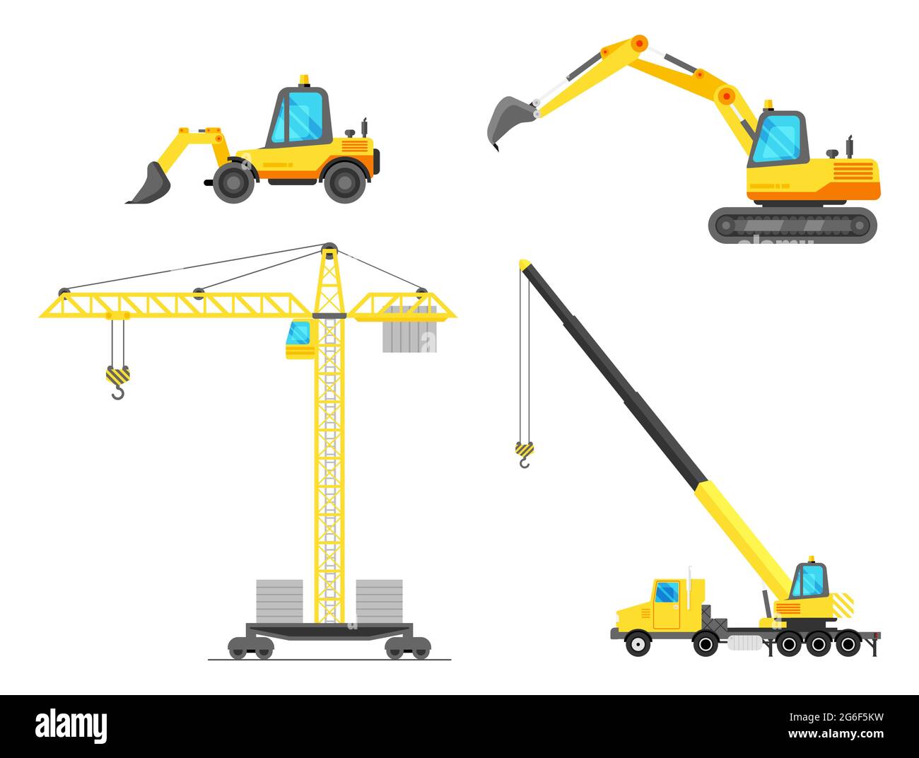 Building Machines Icon Set. Construction Equipment Stock Vector Image ...