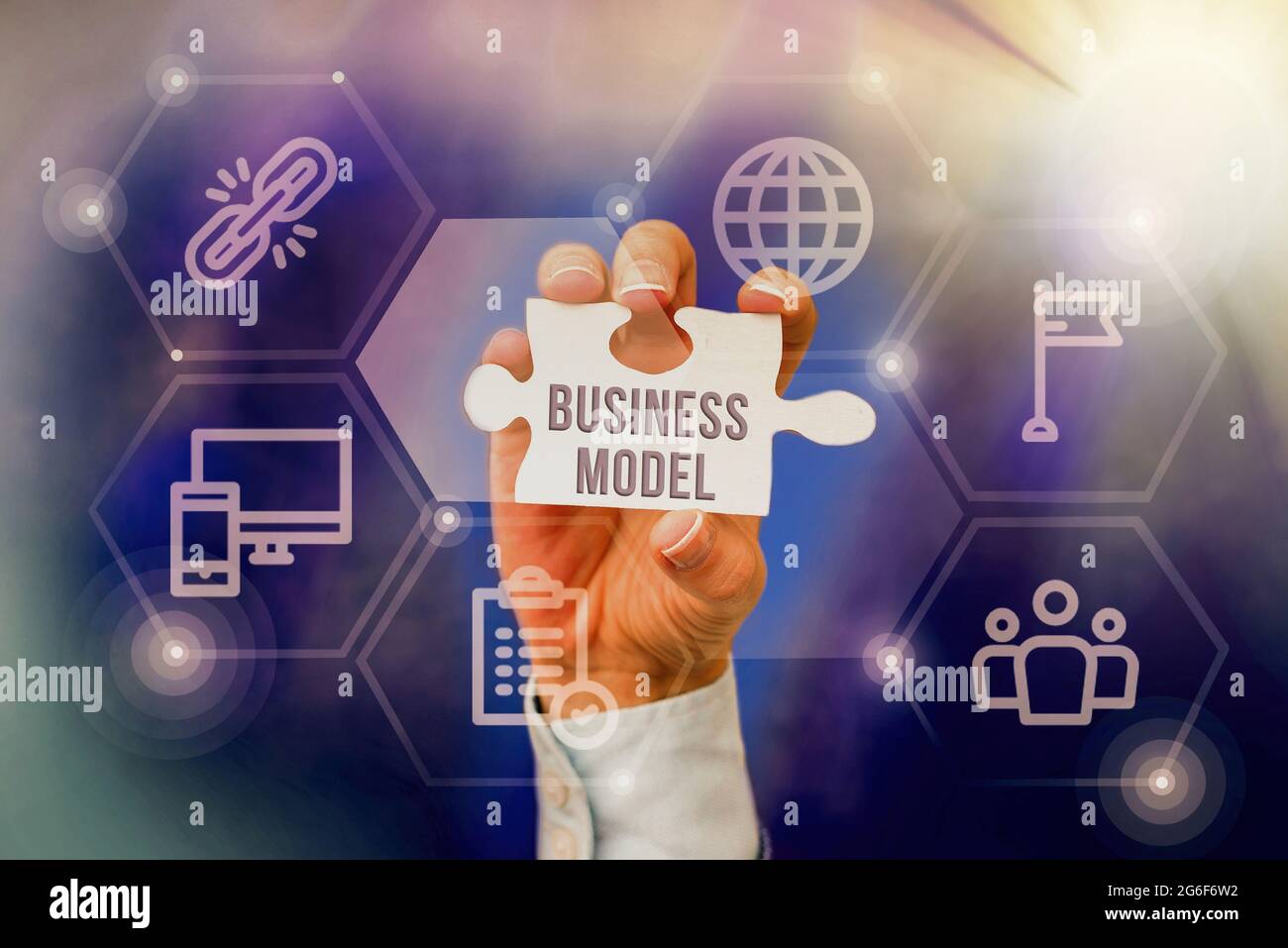 Text caption presenting Business Model. Business overview model showing ...