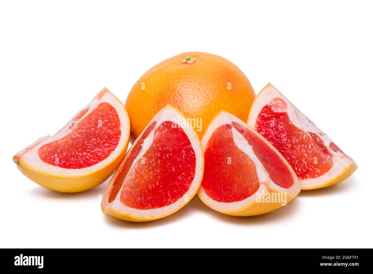 Close up view of a fresh and healthy grapefruit isolated on a white ...