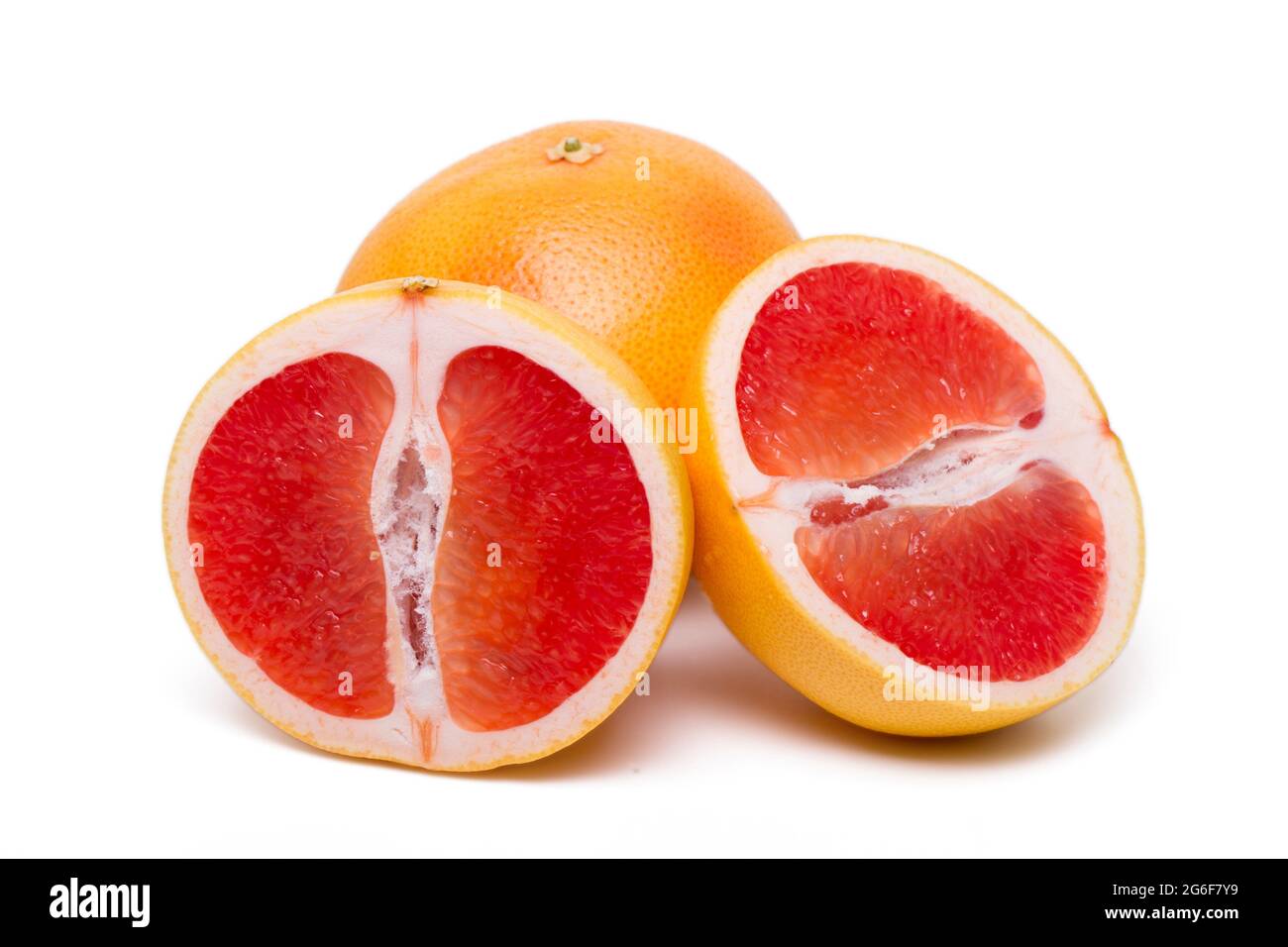 Close up view of a fresh and healthy grapefruit isolated on a white ...