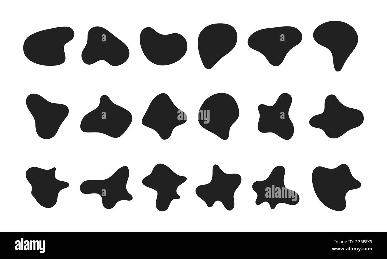 Random abstract liquid organic black irregular blotch shapes flat style ...