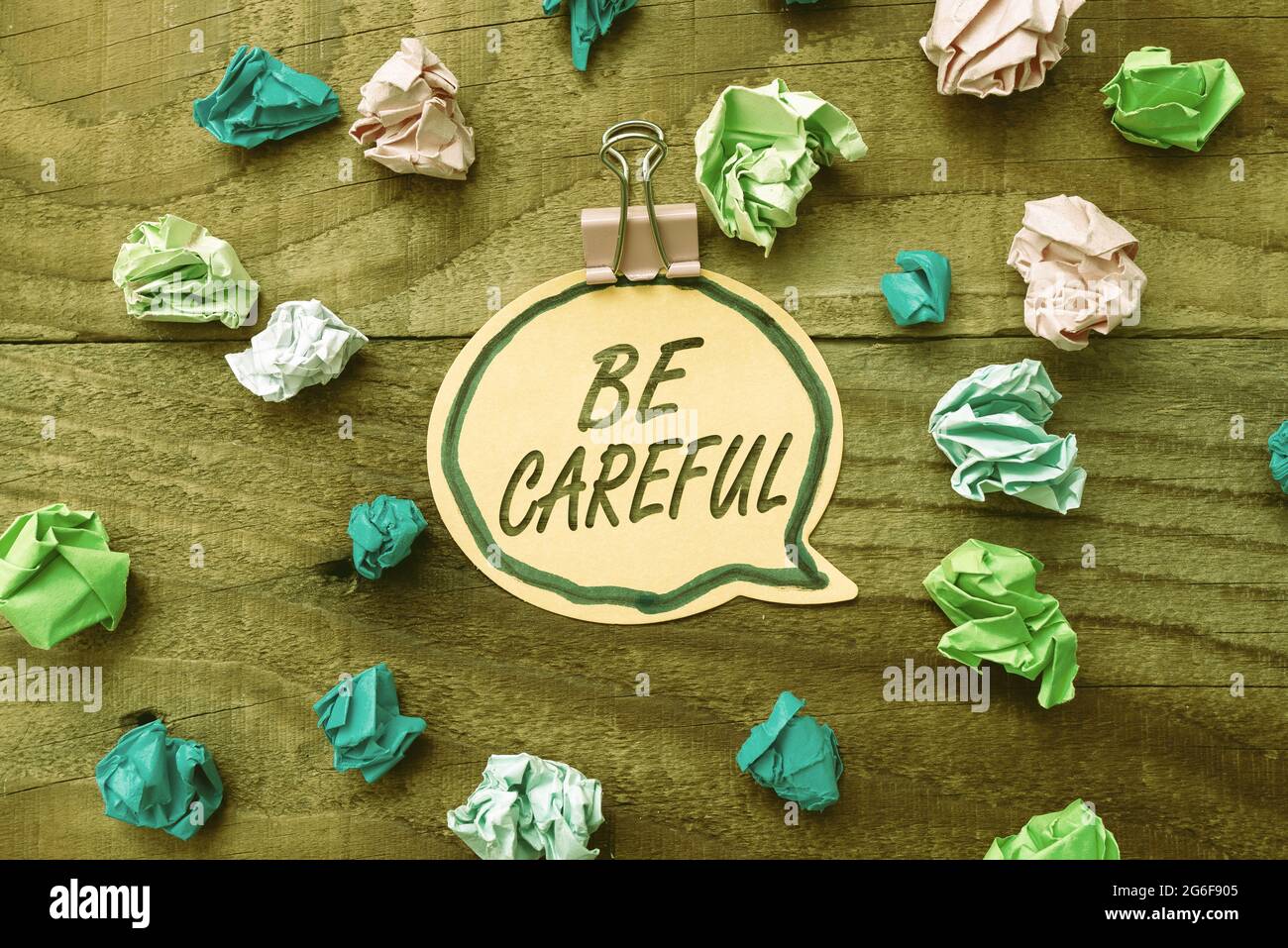 Hand writing sign Be Careful. Word Written on making sure of avoiding ...