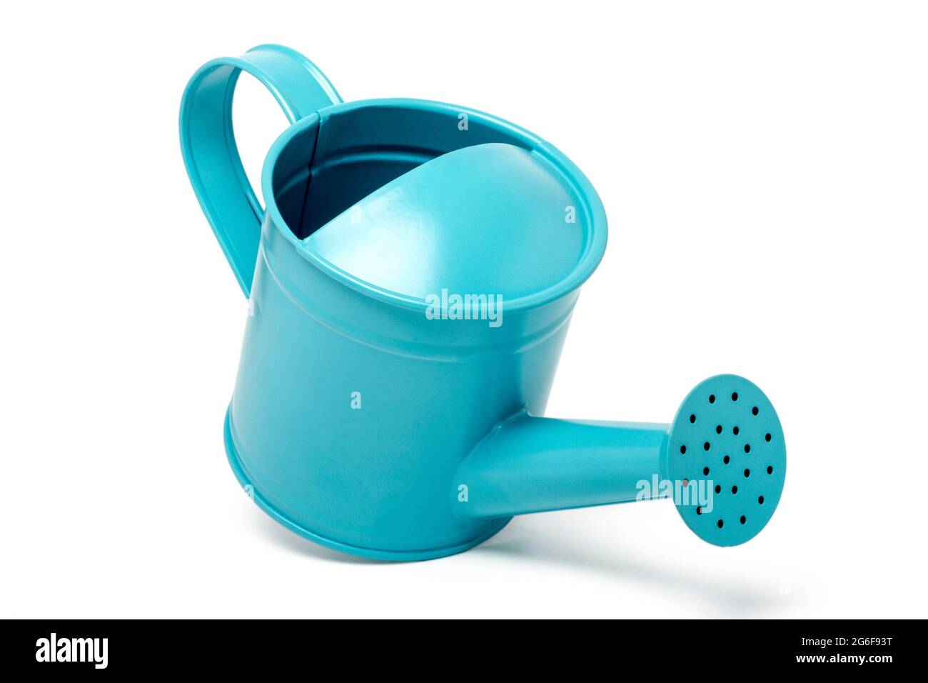 Close up view of a blue water sprinkler isolated on a white background ...