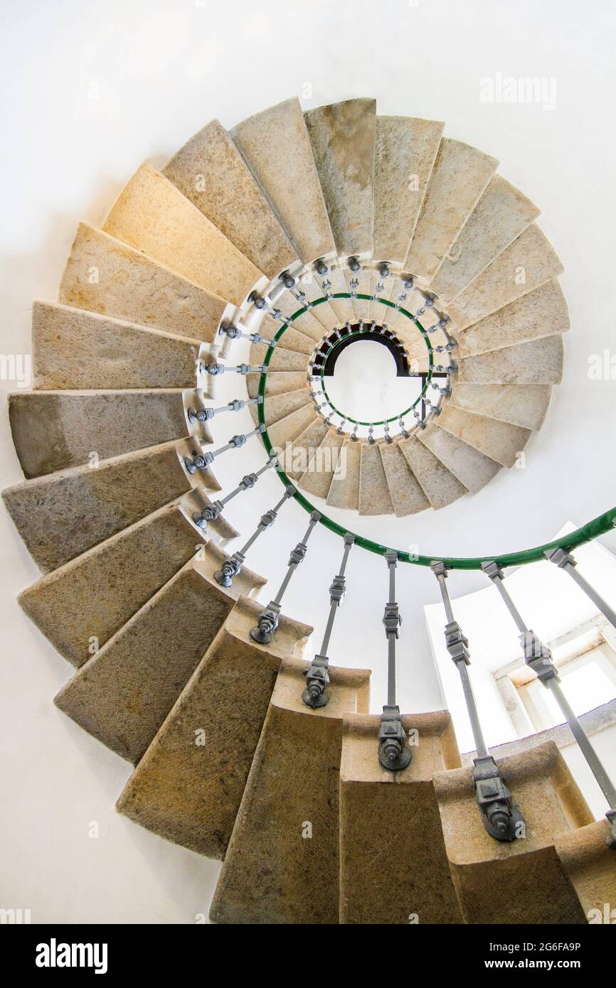 View of an amazing spiral staircase inside a lighthouse Stock Photo - Alamy