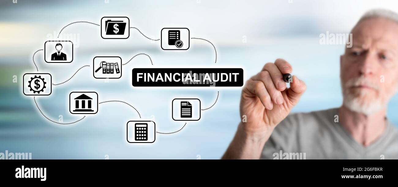 Financial audit concept drawn by a man Stock Photo - Alamy