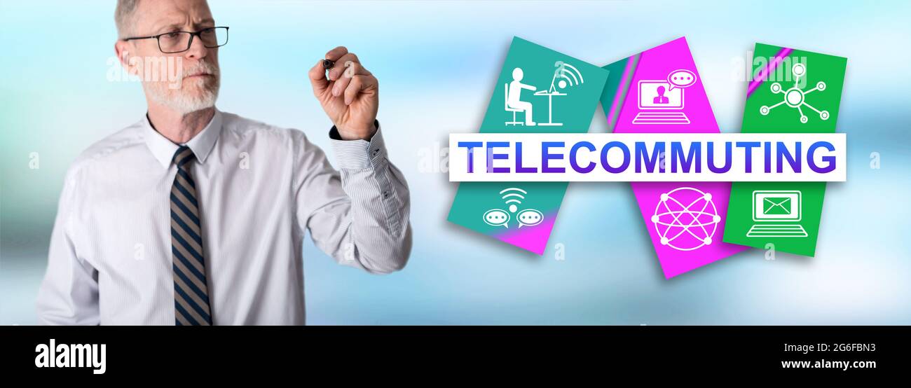 Telecommuting concept drawn by a businessman Stock Photo - Alamy