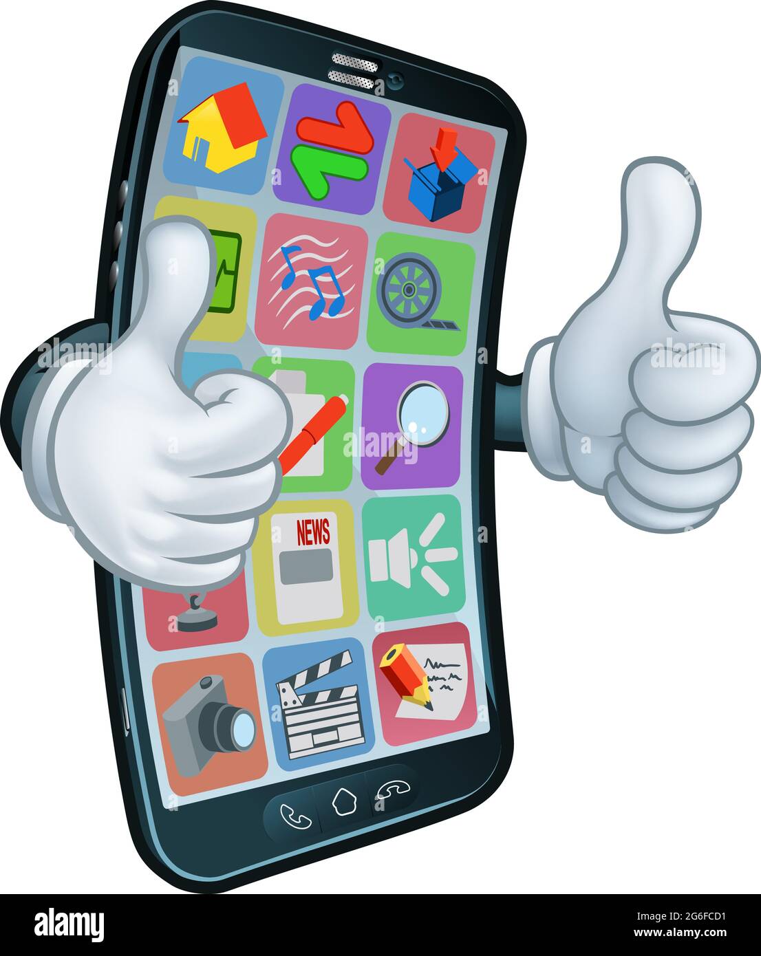 Mobile Phone Thumbs Up Cartoon Mascot Stock Vector Image & Art - Alamy