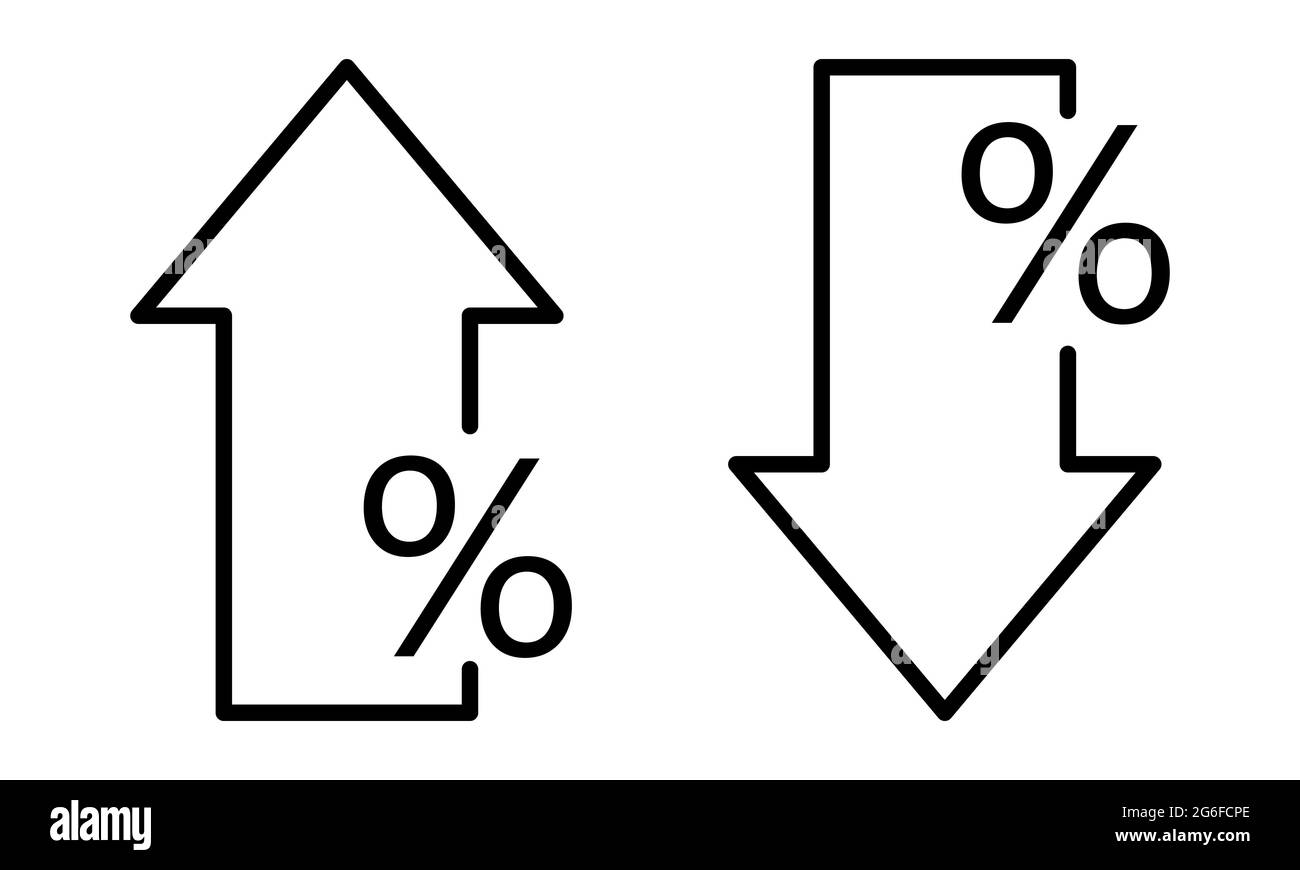 Percent arrow down and up in line style. Vector illustration isolated ...