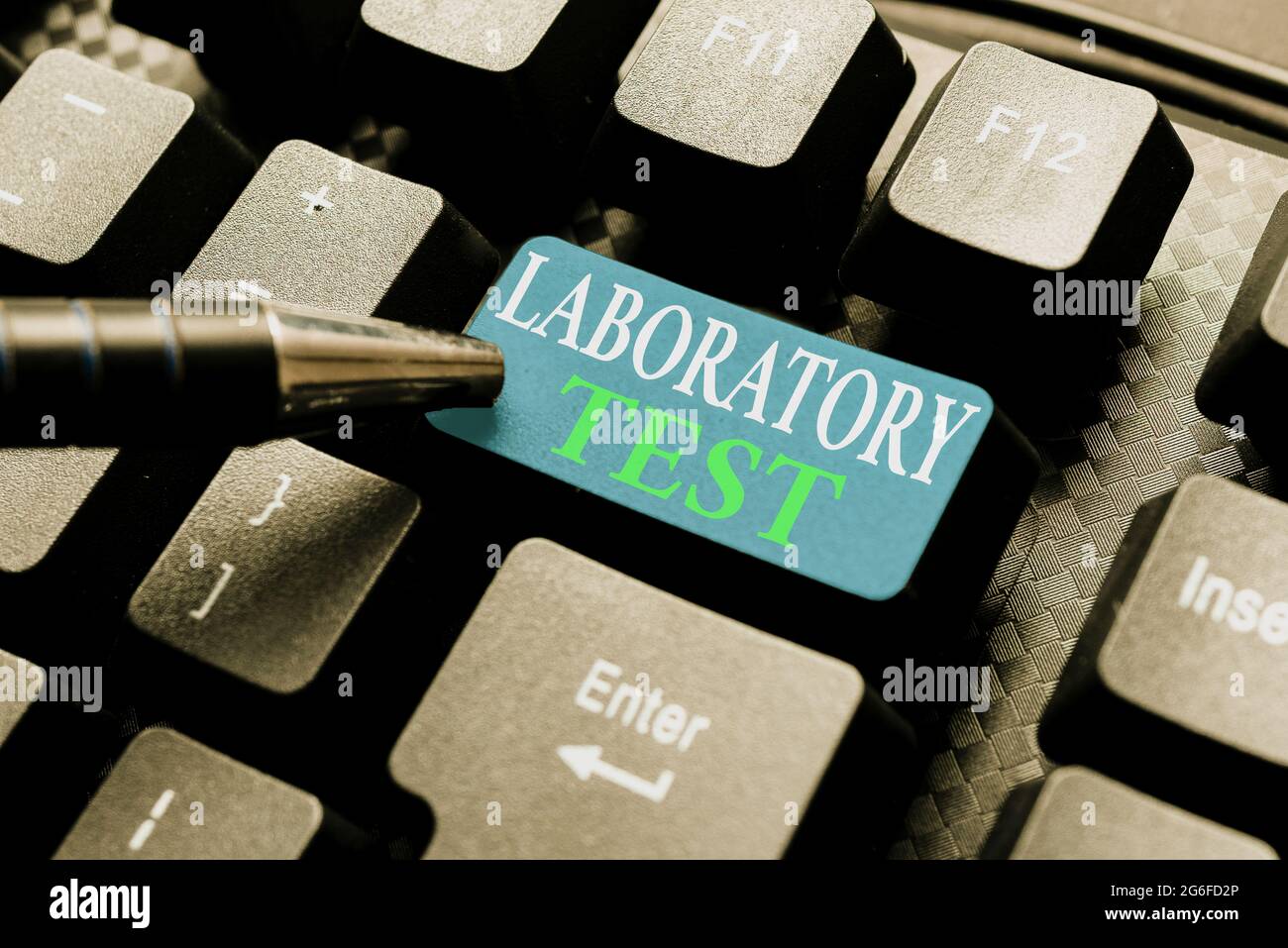Handwriting text Laboratory Test. Word Written on Determination of a ...