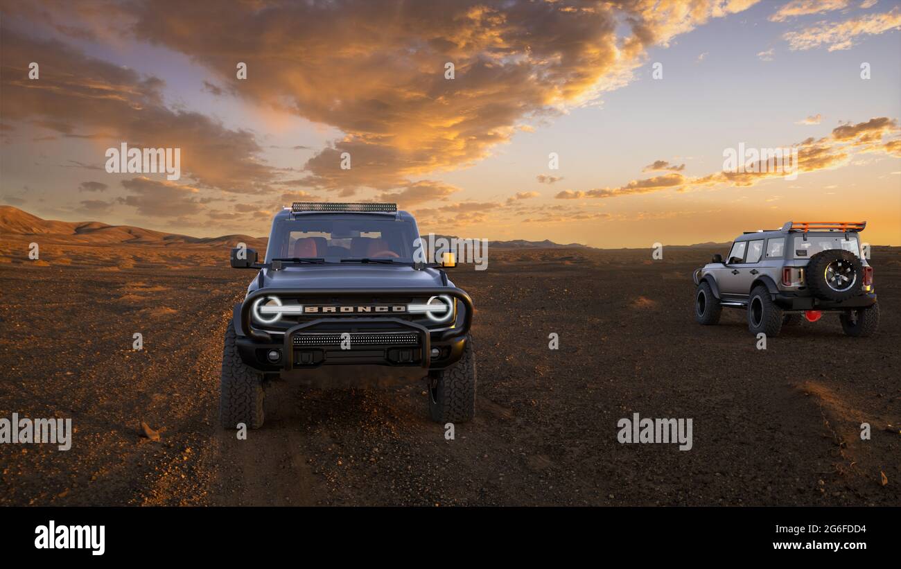 Ford Bronco Wildtrak on a scenic road in the mountains Stock Photo - Alamy
