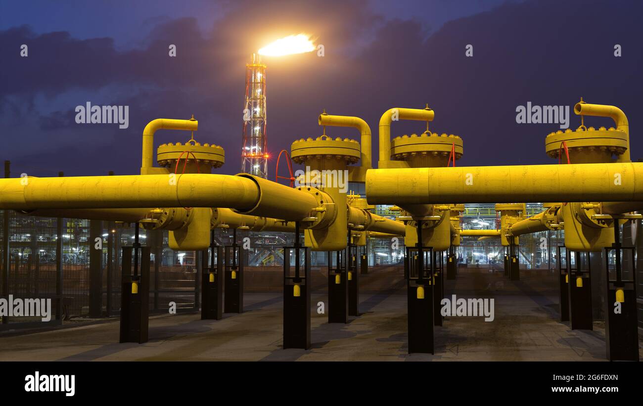 Pipelines, pump stations and valves Stock Photo - Alamy
