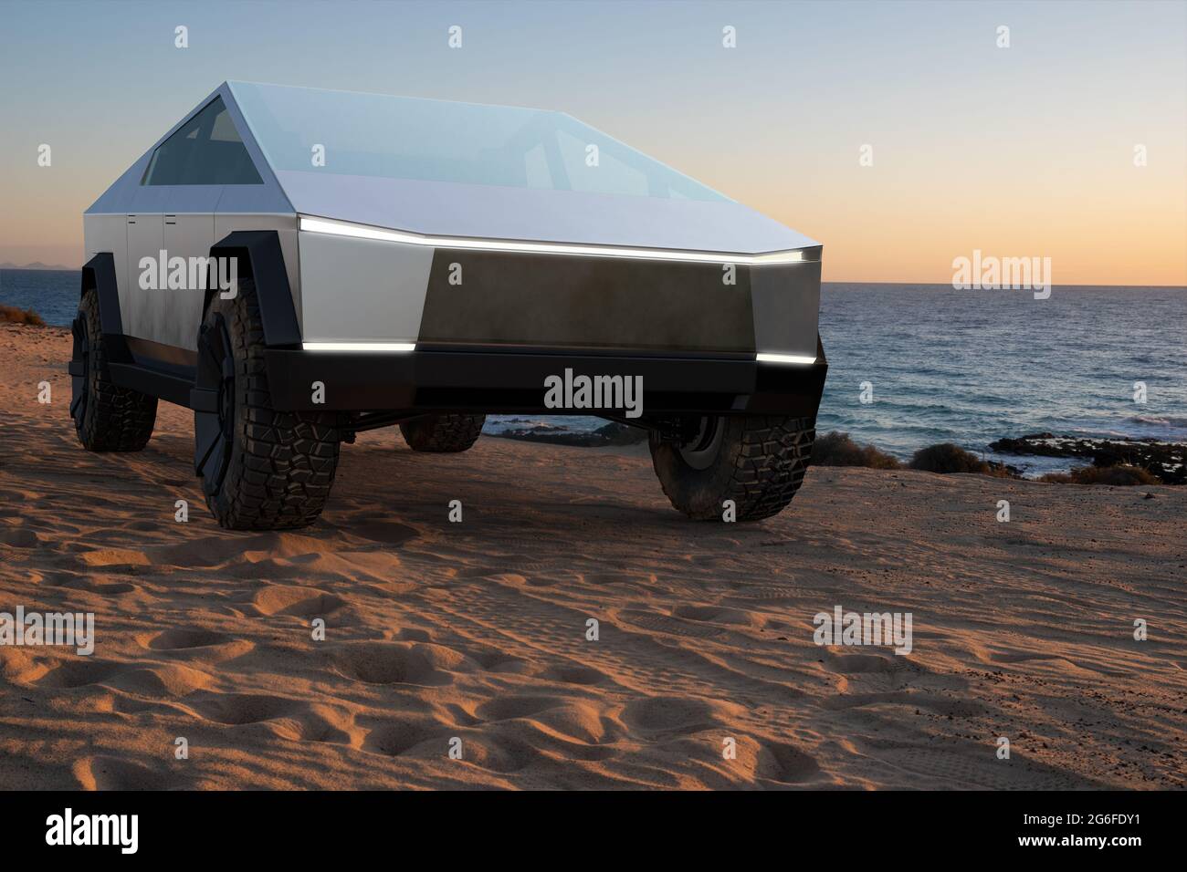 Tesla Cybertruck off the road Stock Photo - Alamy