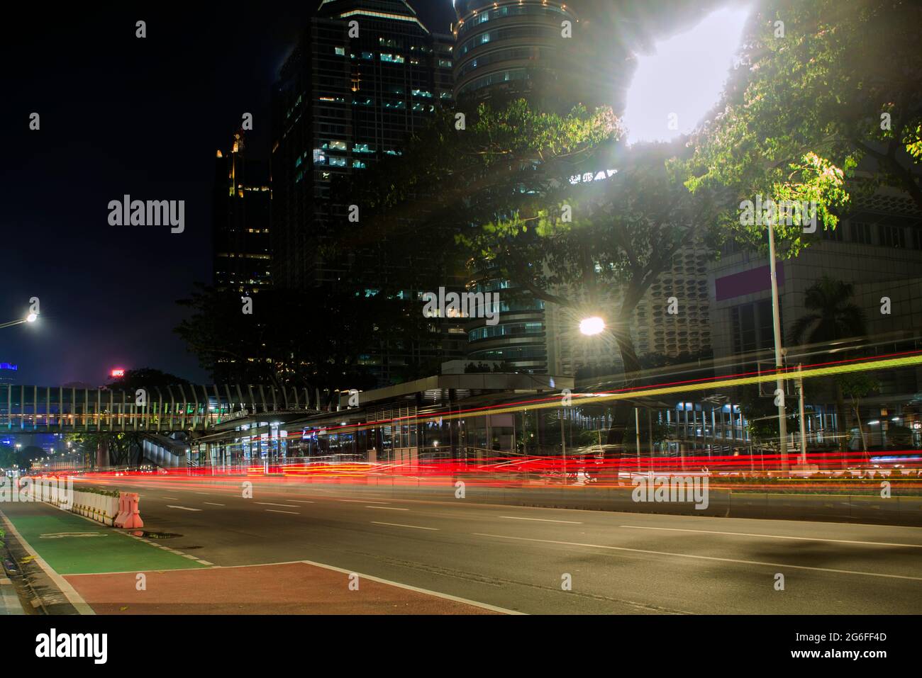 Traffic in the city at night. Jakarta, Indonesia, June 23rd 2021 Stock ...