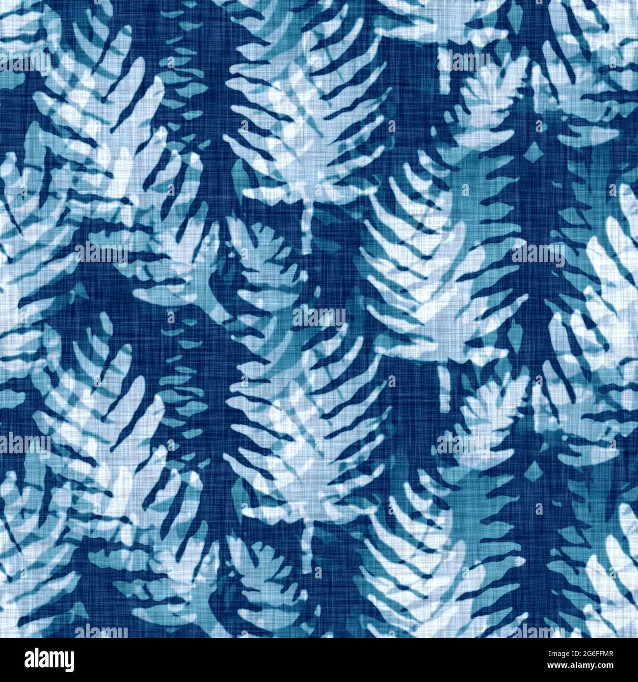 Cyanotypes blue white botanical fern texture. Faux photographic sun ...