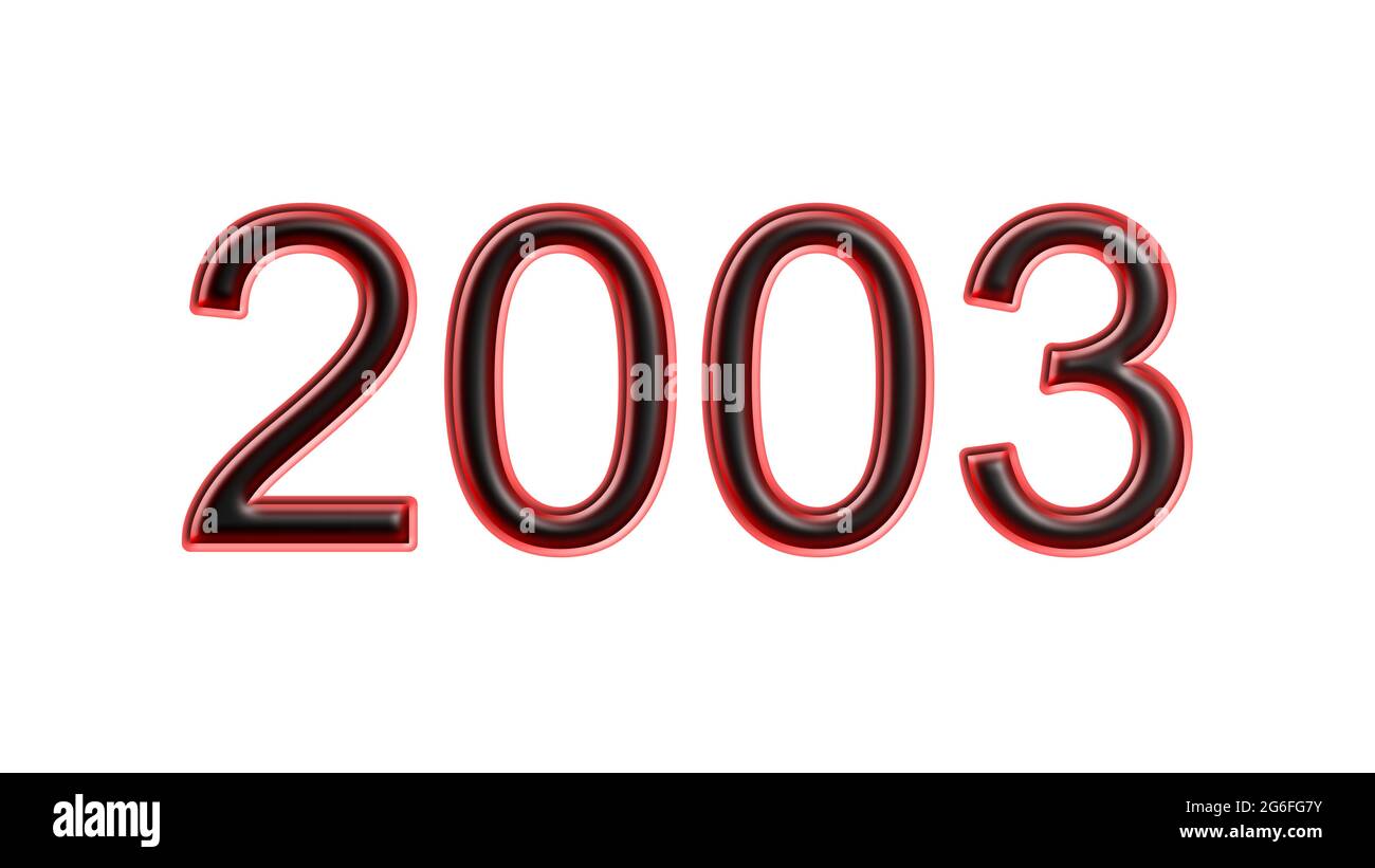 red 2003 number 3d effect white background Stock Photo - Alamy