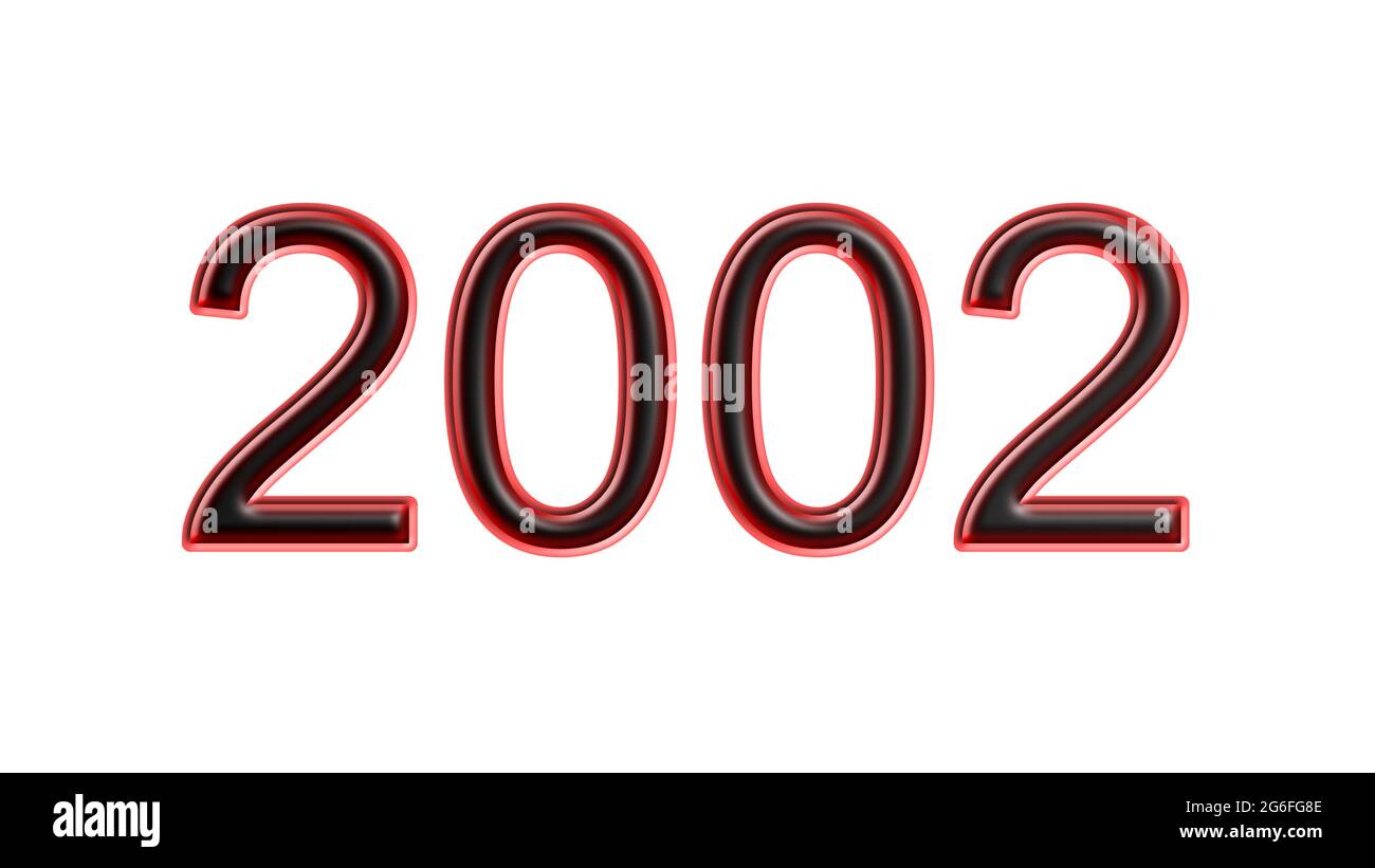 red 2002 number 3d effect white background Stock Photo - Alamy