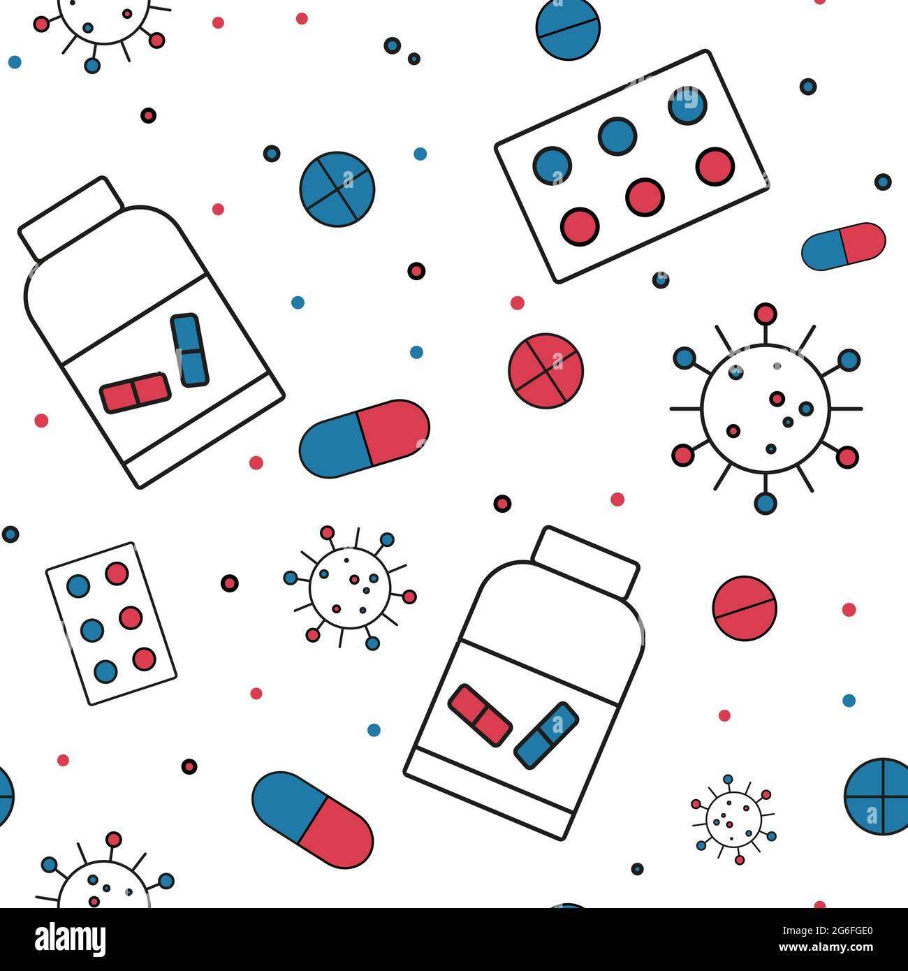 Seamless medical pattern, vector illustration. Background with pills ...