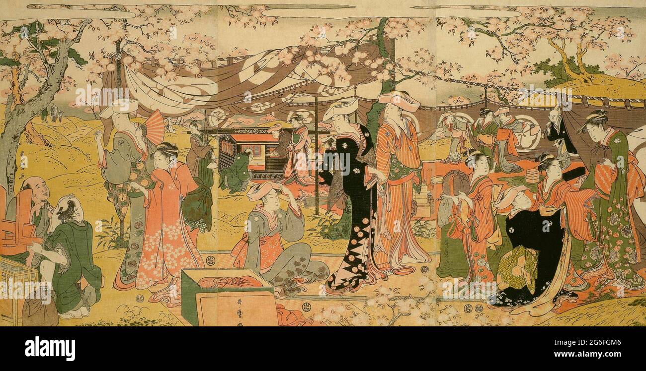 Kitagawa Utamaro. Cherry Blossom Banquet (Oka no utage) - Kitagawa ...