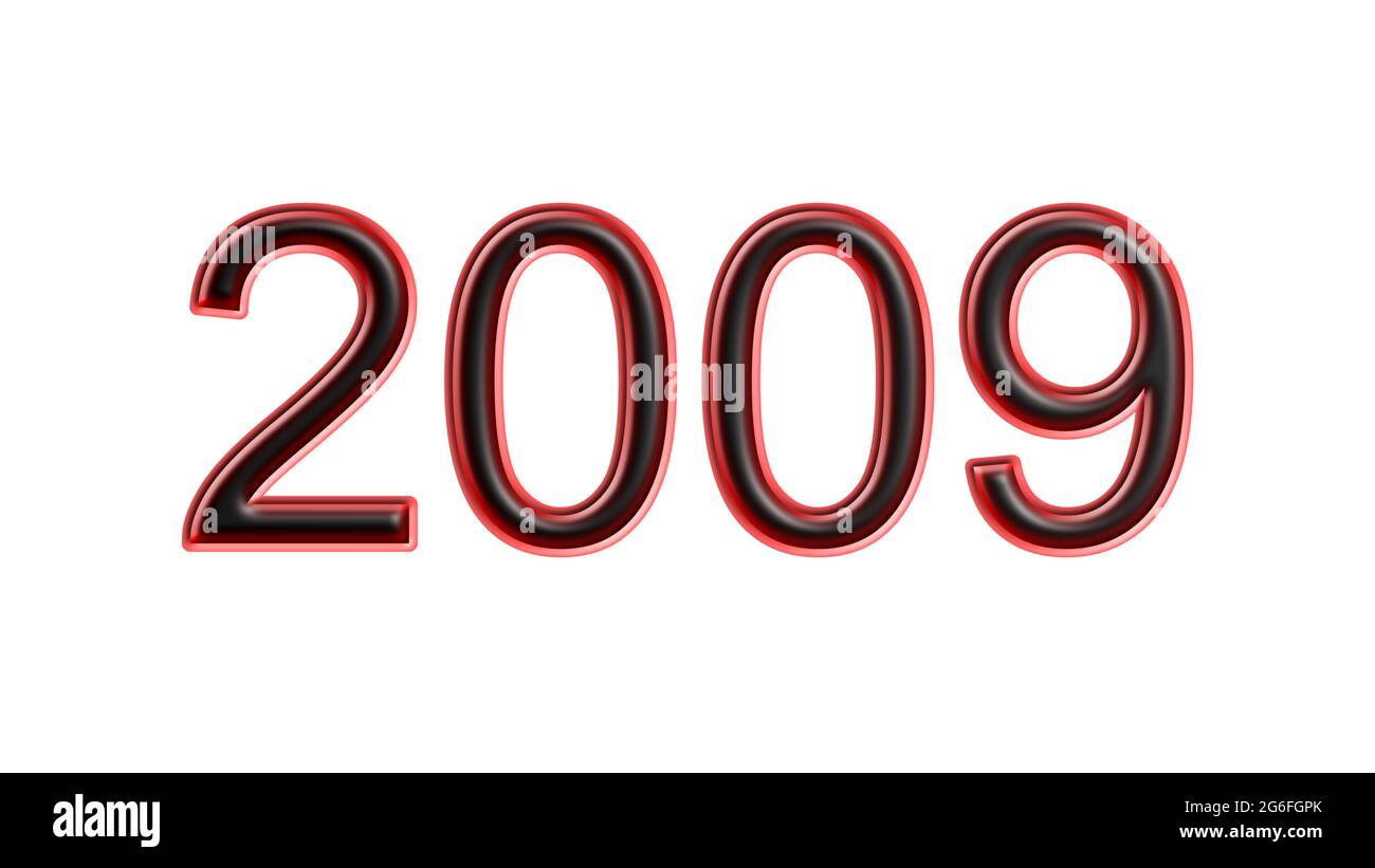 red 2009 number 3d effect white background Stock Photo - Alamy