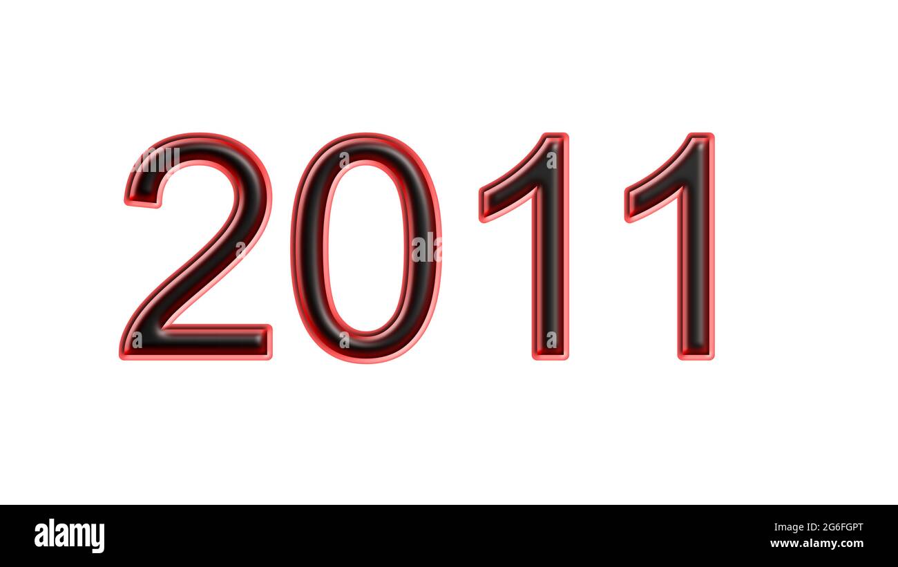 red 2011 number 3d effect white background Stock Photo - Alamy