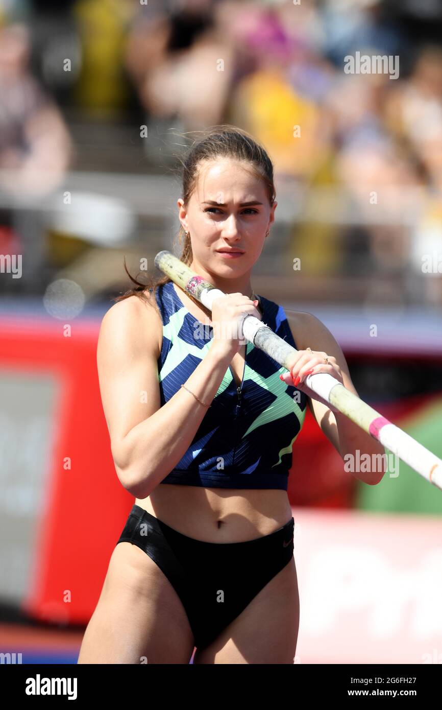 Polina Knoroz (RUS) wins the women's pole vault at 15-5 1/2 (4.71m) at ...