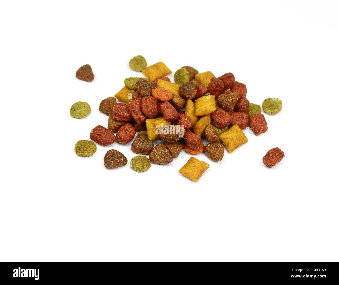 Dry cat food isolated on white background, top view Stock Photo - Alamy