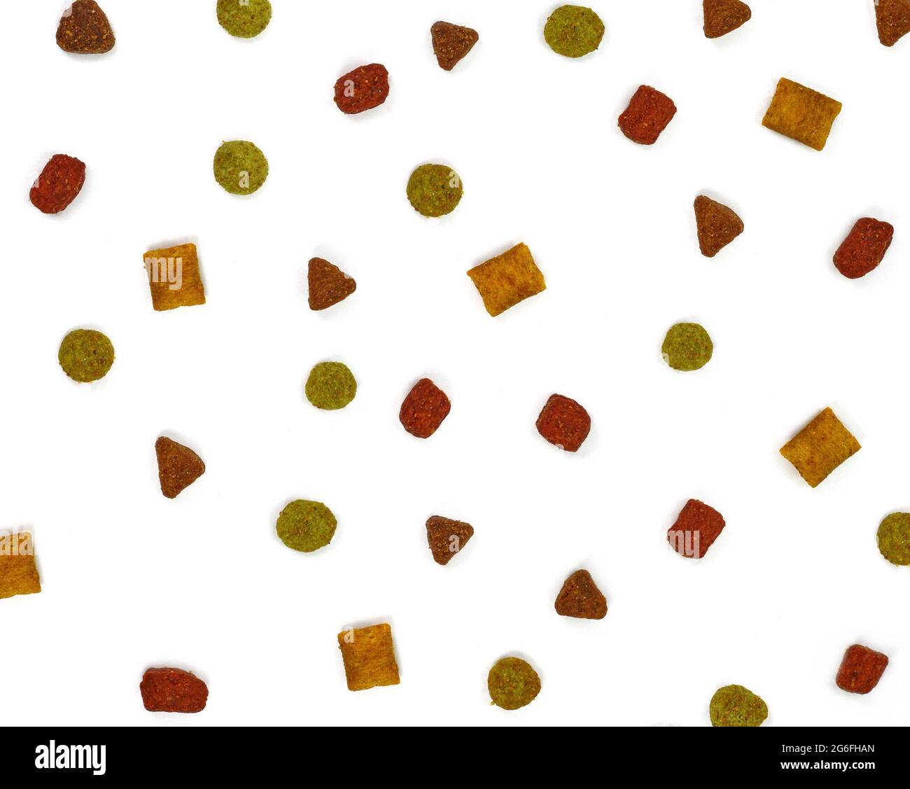 Dry cat food isolated on white background, top view Stock Photo - Alamy