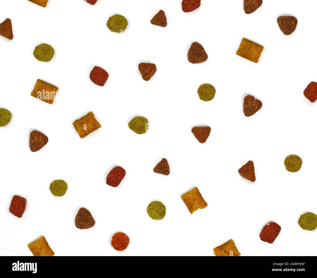Dry cat food isolated on white background, top view Stock Photo - Alamy
