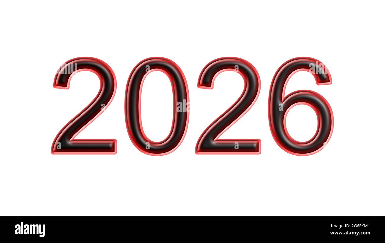 red 2026 number 3d effect white background Stock Photo - Alamy