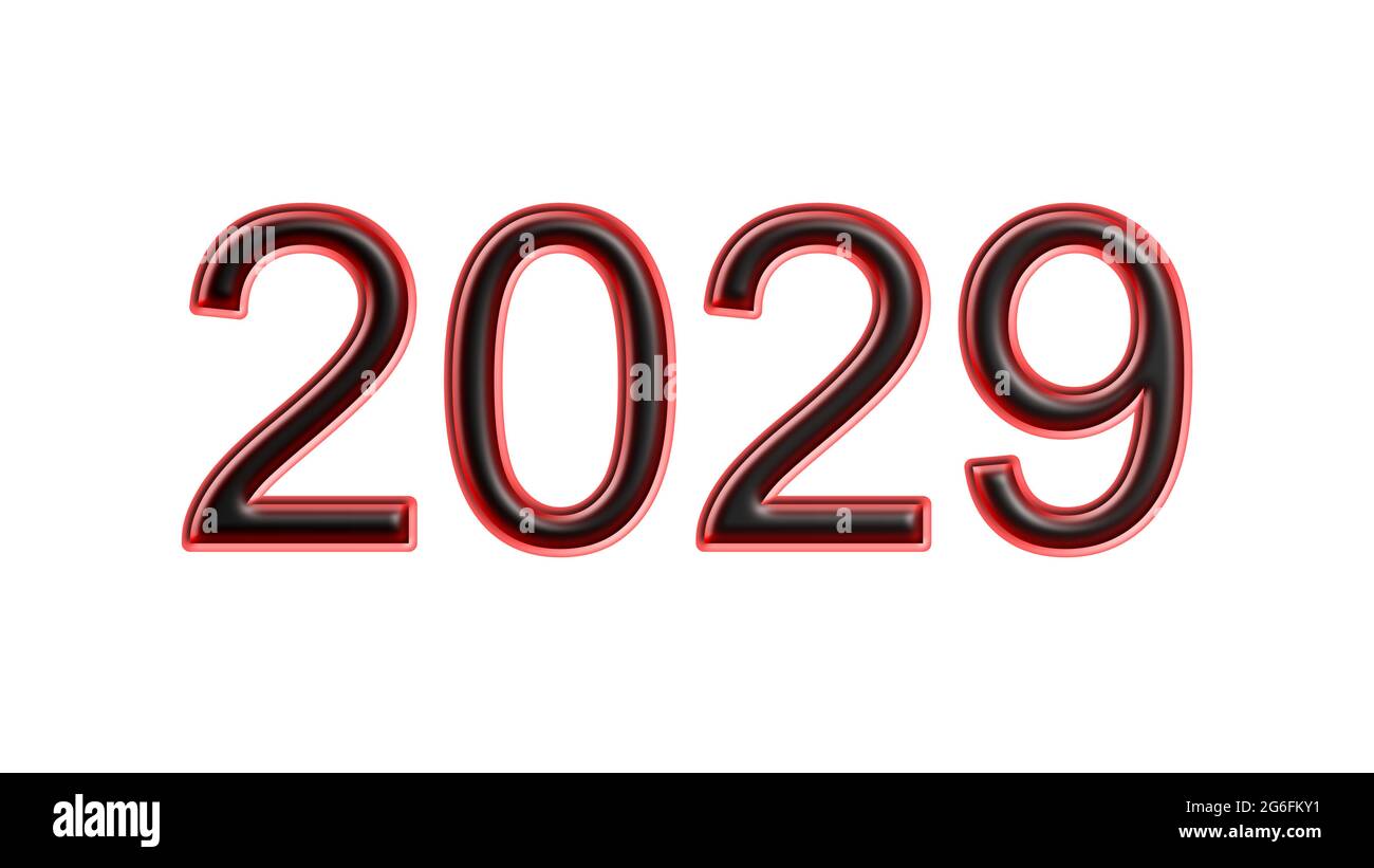 red 2029 number 3d effect white background Stock Photo - Alamy