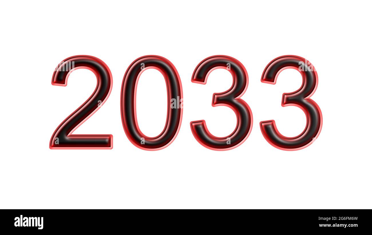 red 2033 number 3d effect white background Stock Photo - Alamy