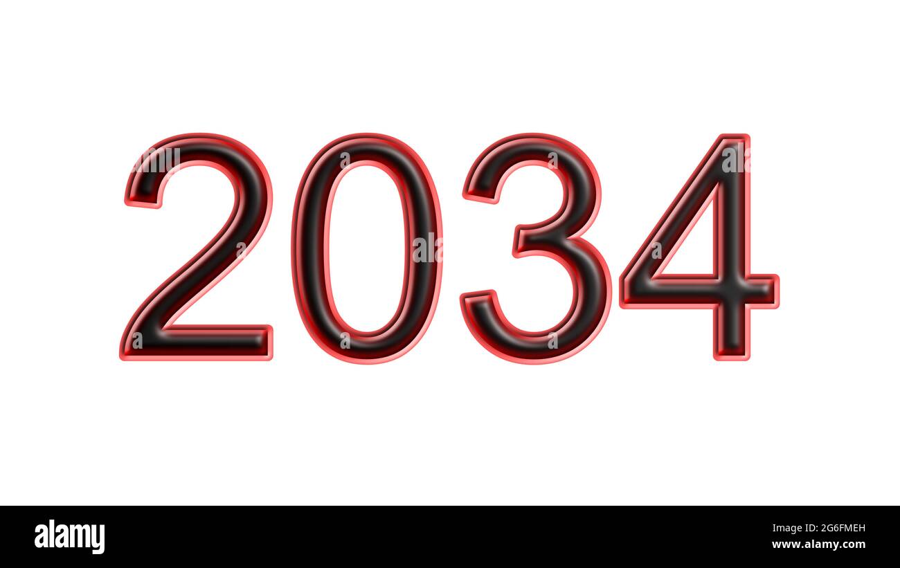 red 2034 number 3d effect white background Stock Photo - Alamy