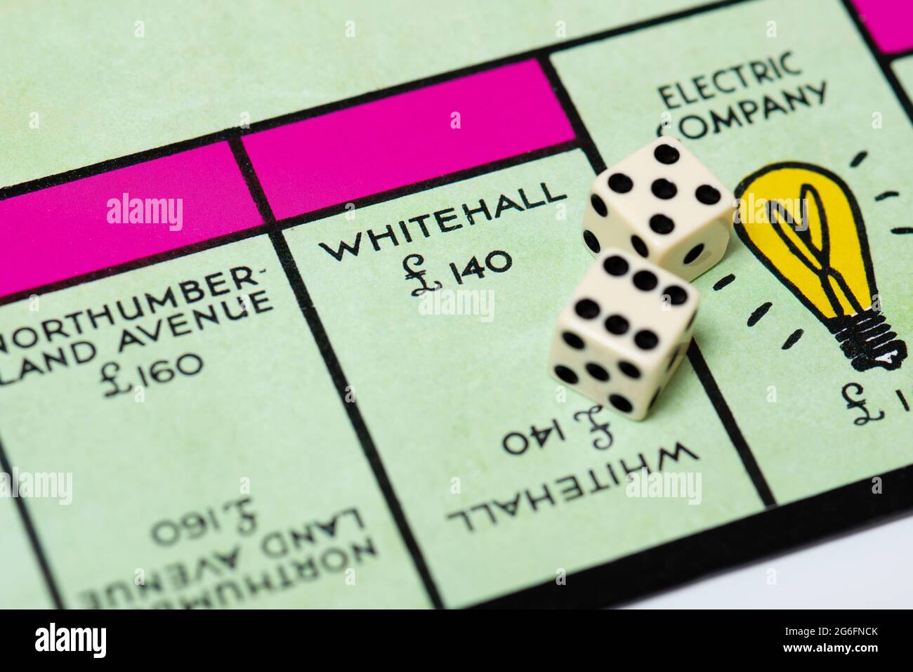 Close up of whitehall on a traditional monopoly board hi-res stock ...