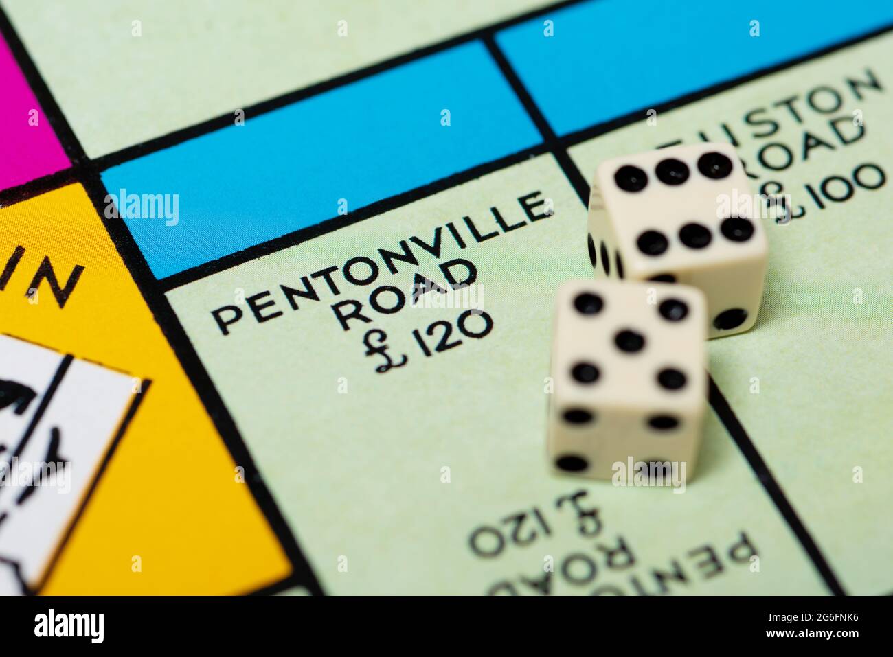 Close up of Pentonville Road on a traditional Monopoly board Stock ...