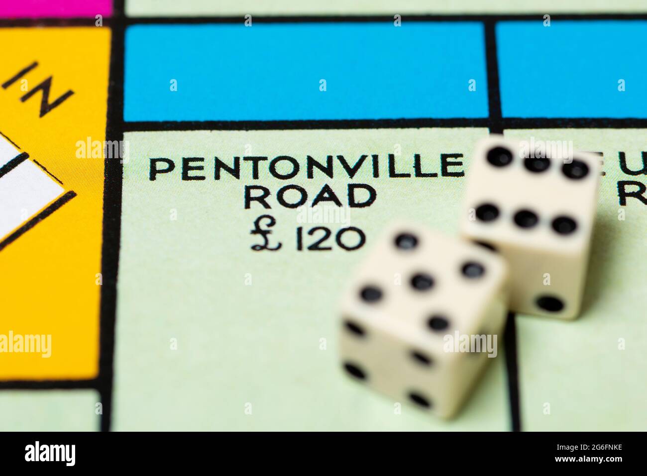Close up of Pentonville Road on a traditional Monopoly board Stock ...