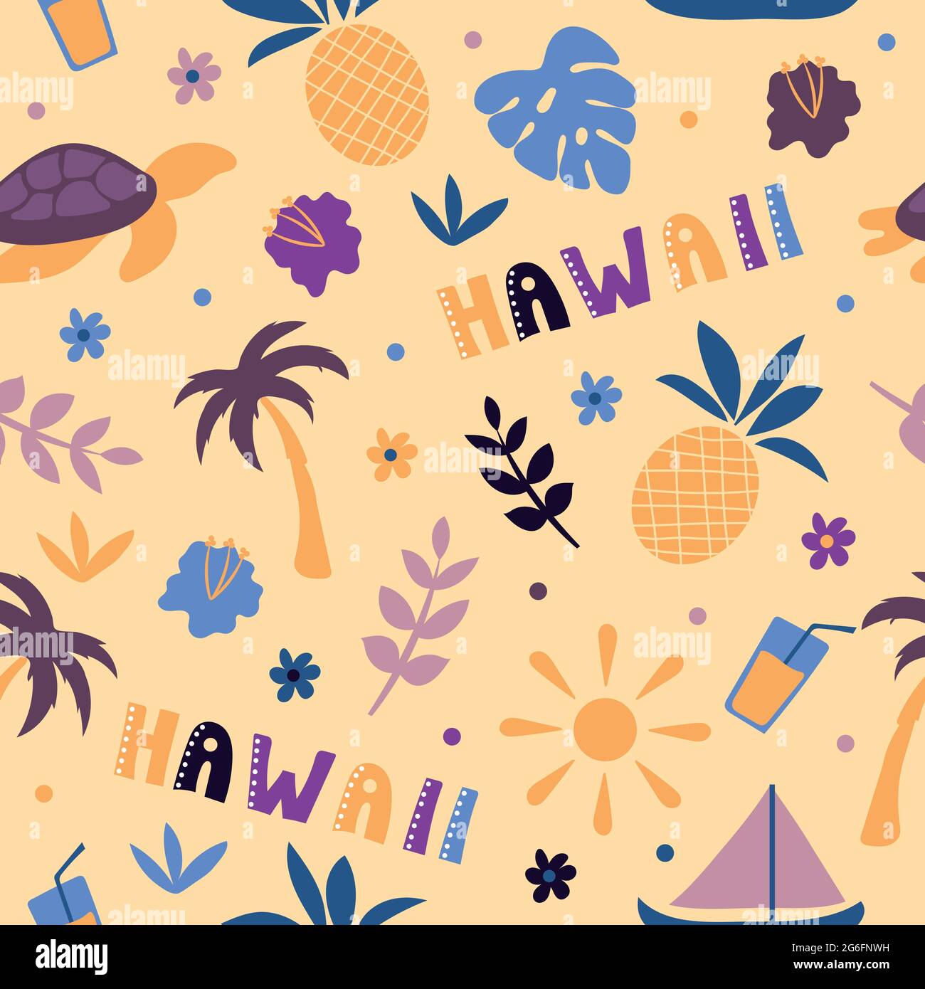 USA collection. Vector illustration of Hawaii theme. State Symbols ...