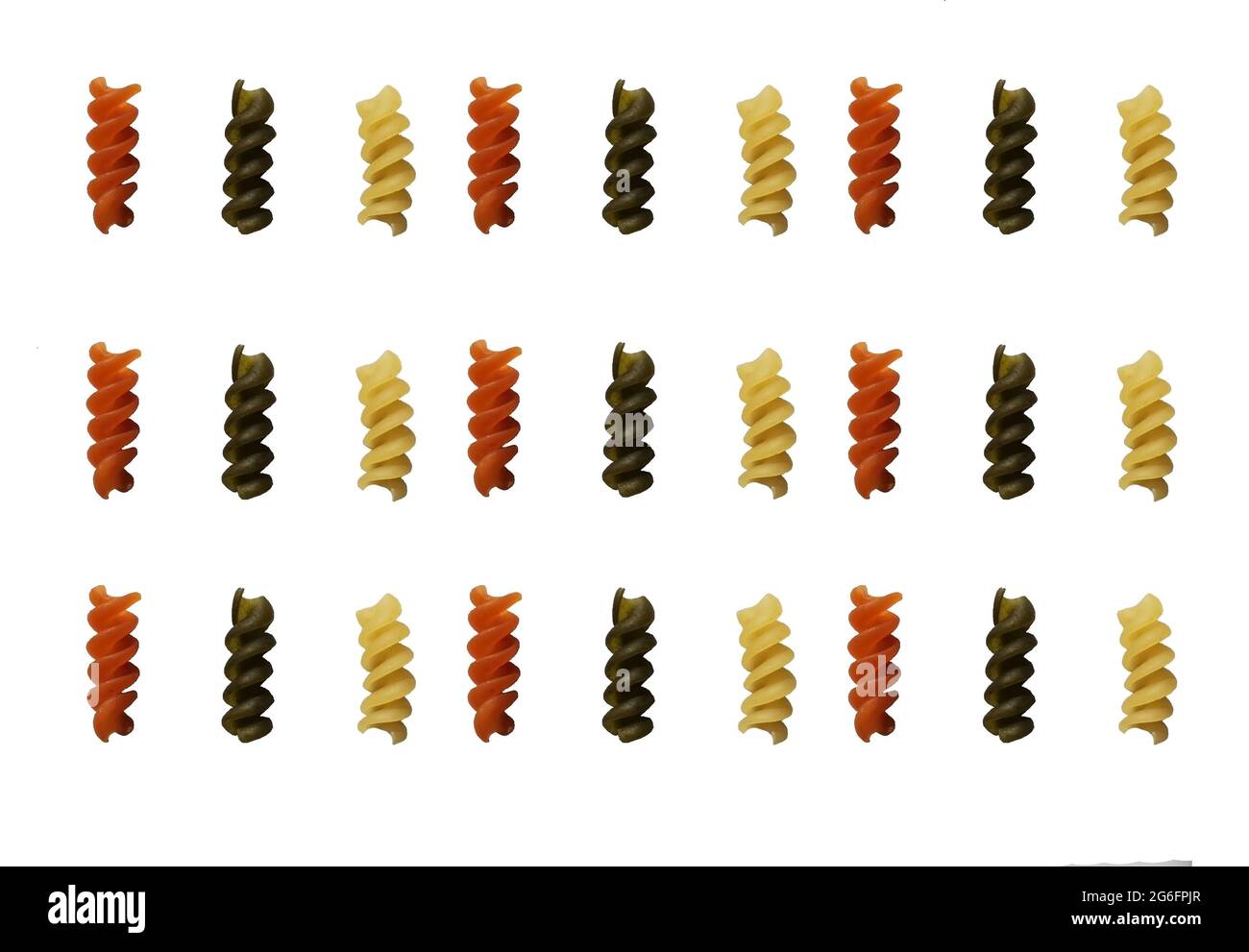Colorful pastas. Yellow red and green pasta. White background and pasta ...