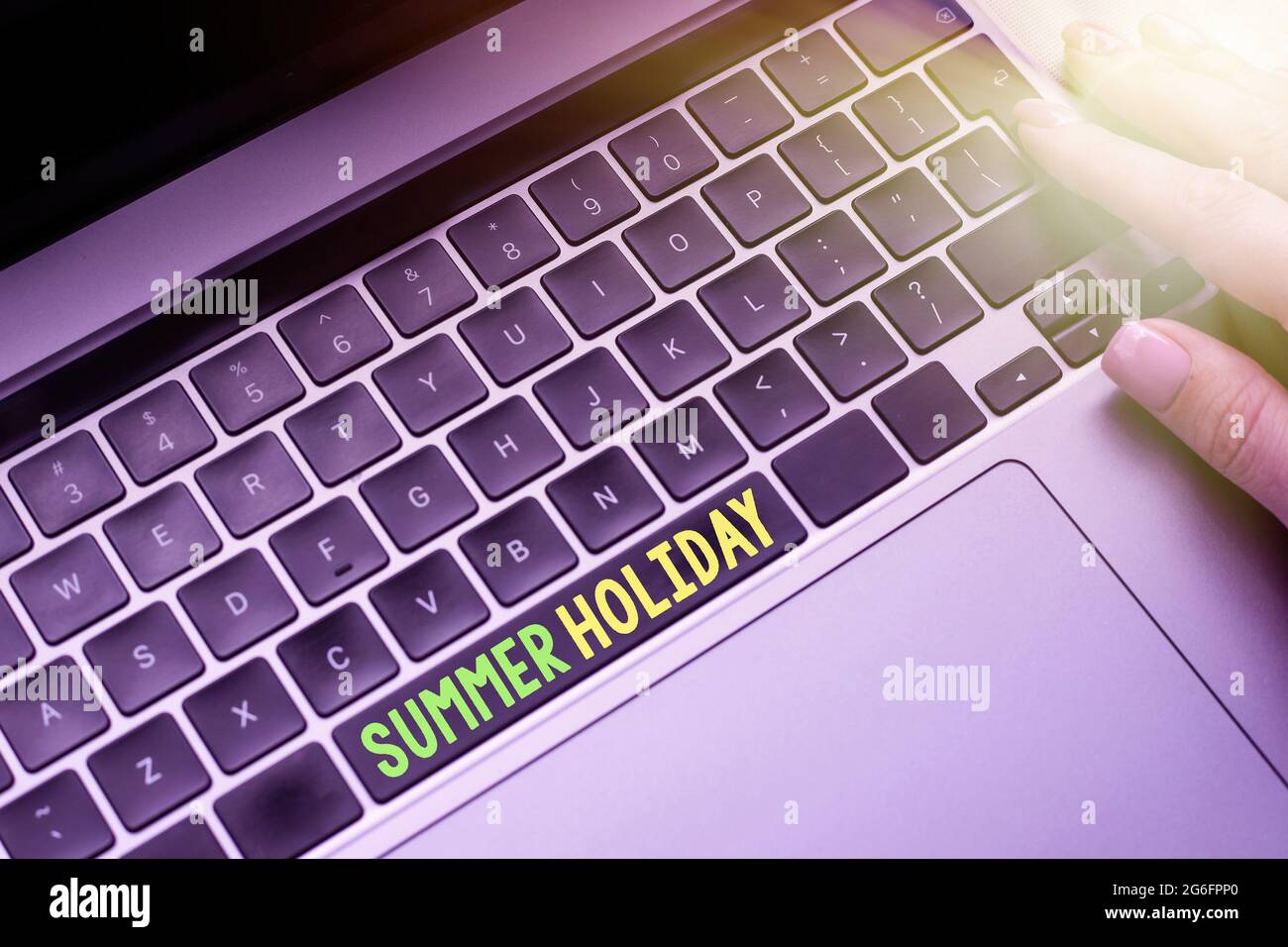 Conceptual caption Summer Holiday. Word for special period of time in ...