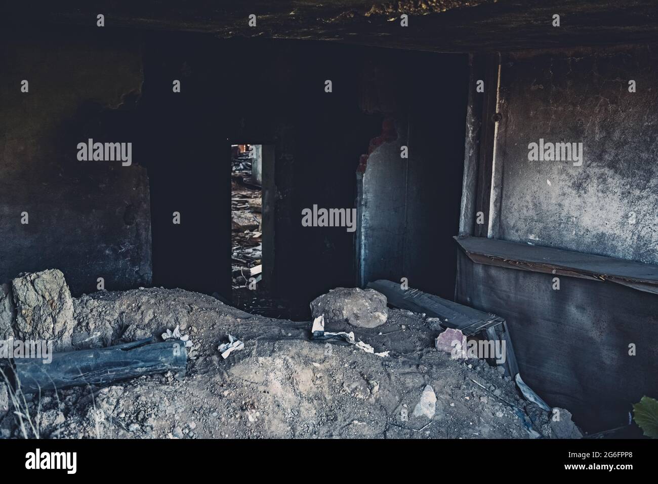 Old ruined factory building from the inside, awesome background Stock ...
