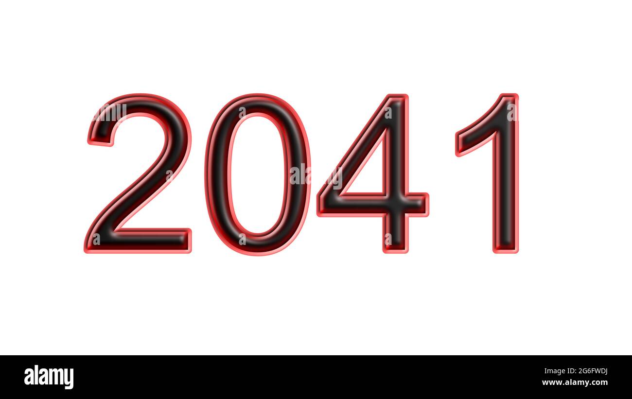 red 2041 number 3d effect white background Stock Photo - Alamy
