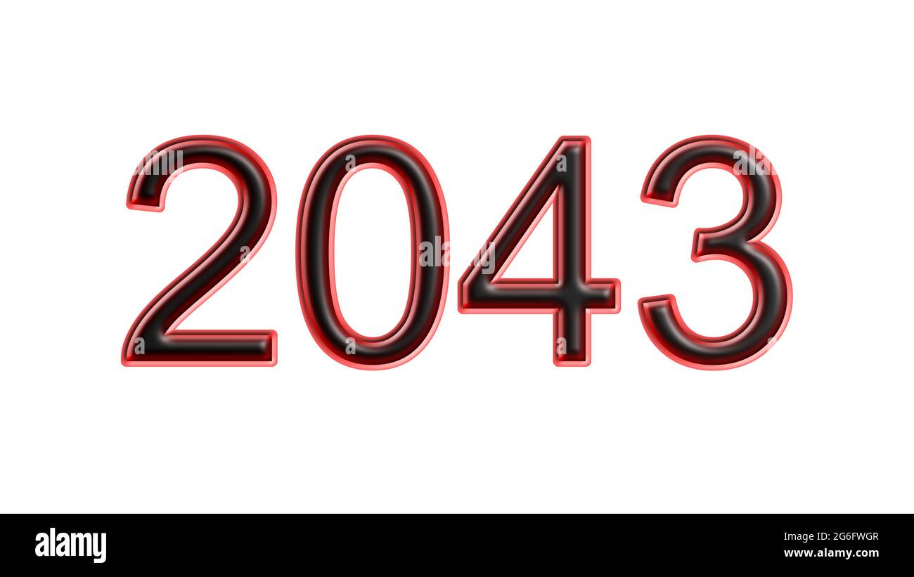 red 2043 number 3d effect white background Stock Photo - Alamy