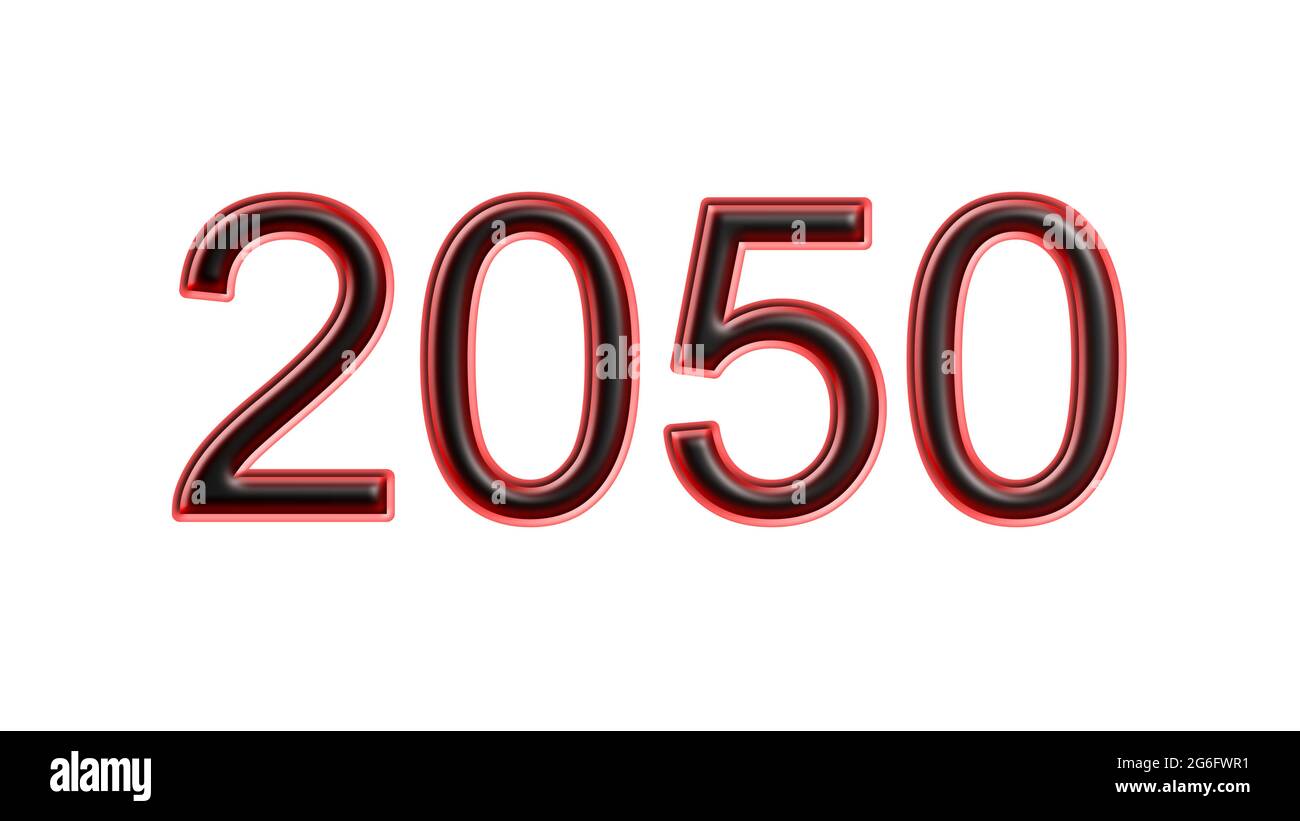 red 2050 number 3d effect white background Stock Photo - Alamy