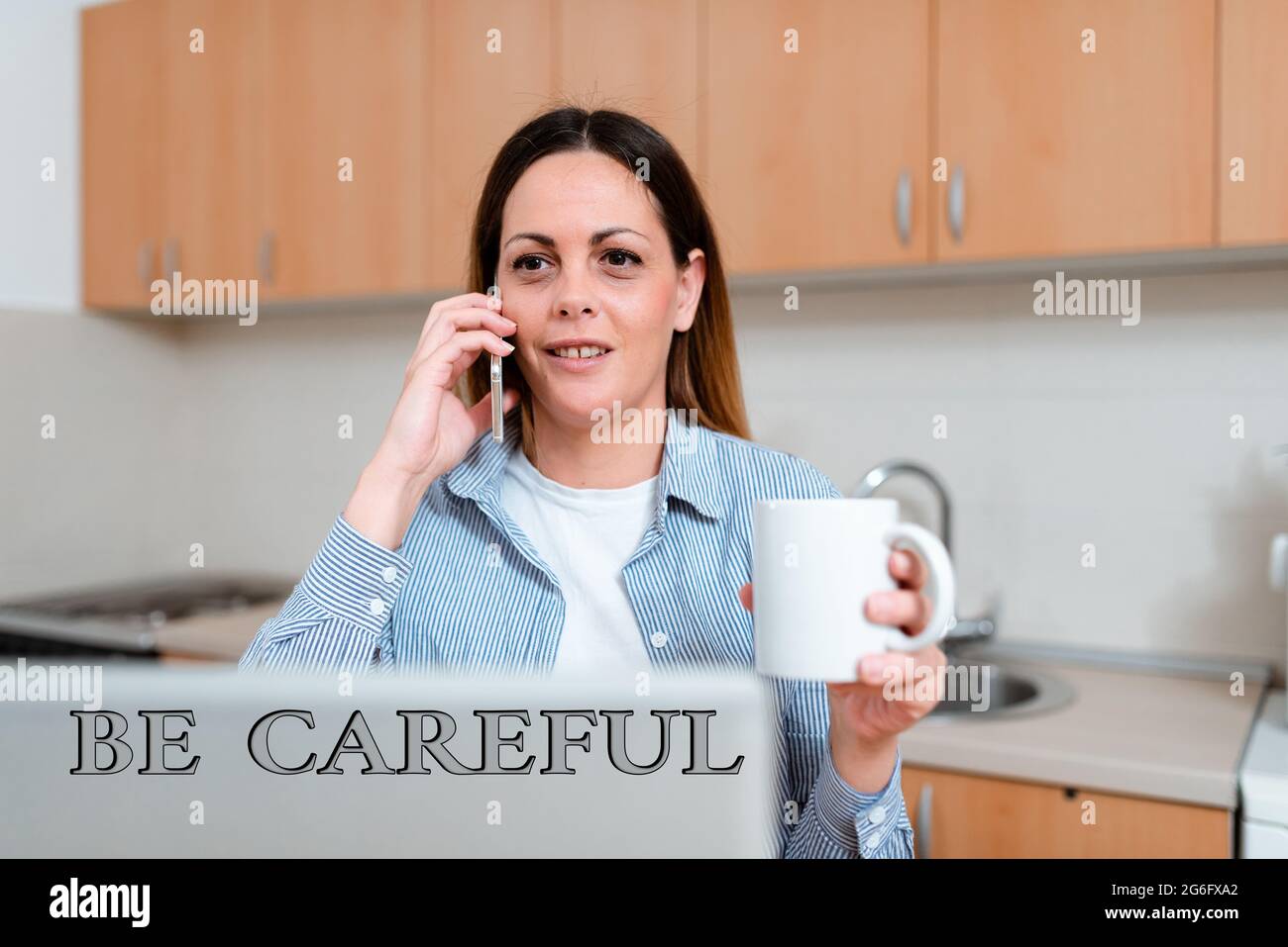 Hand writing sign Be Careful. Word Written on making sure of avoiding ...