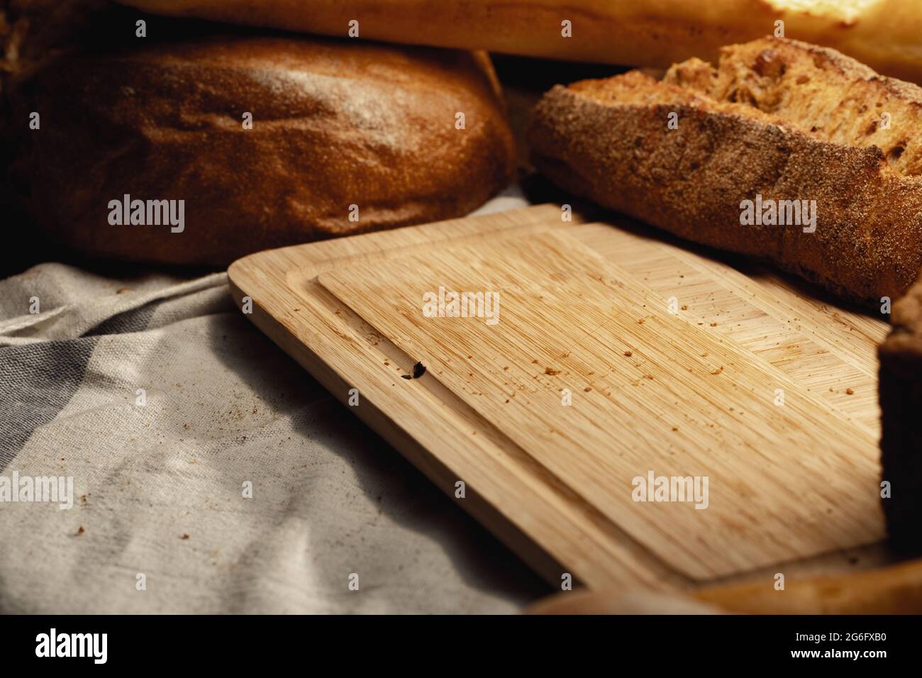 Cut bread assortment for a background, close up Stock Photo - Alamy
