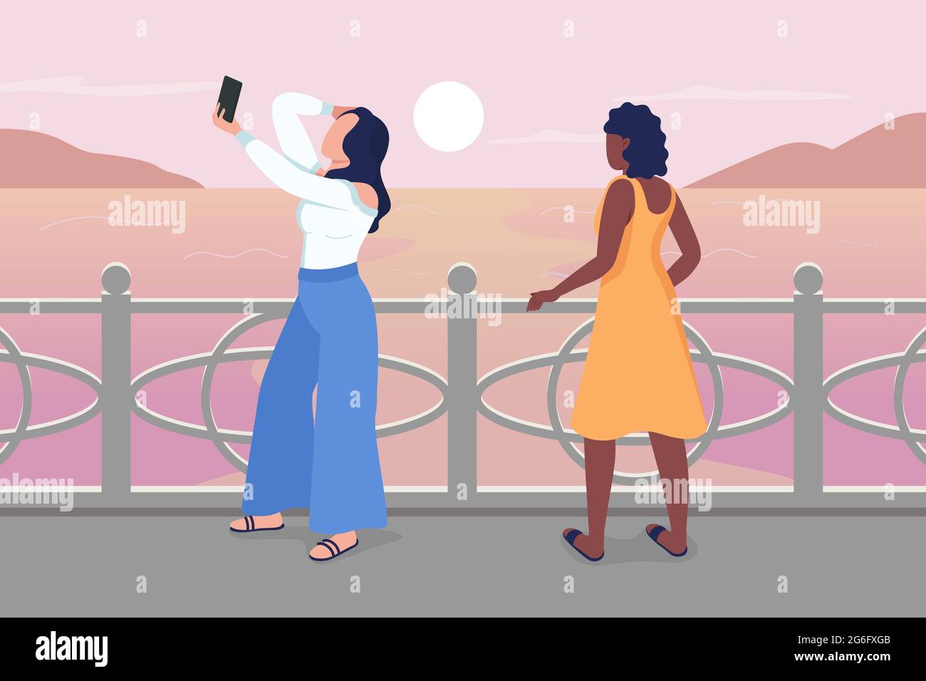 Social media addiction flat color vector illustration Stock Vector ...