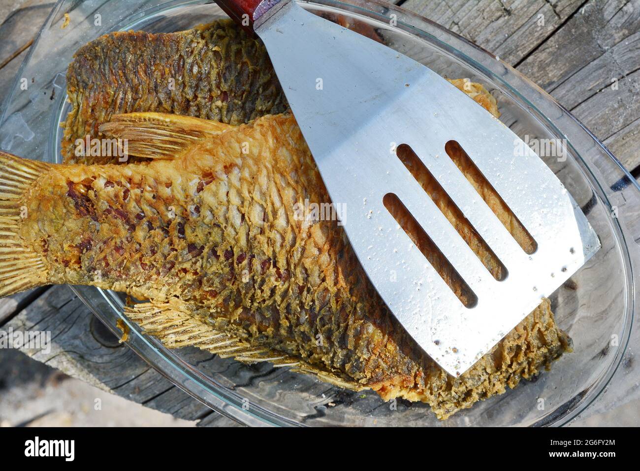 fried pieces of carp fish in a pan Stock Photo - Alamy